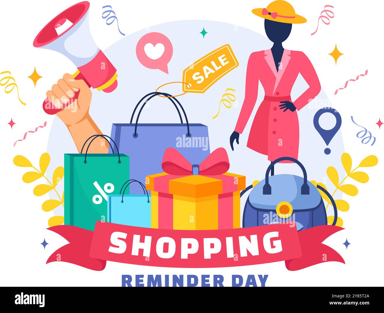 Shopping Reminder Day Vector Illustration for 26th November, featuring ...