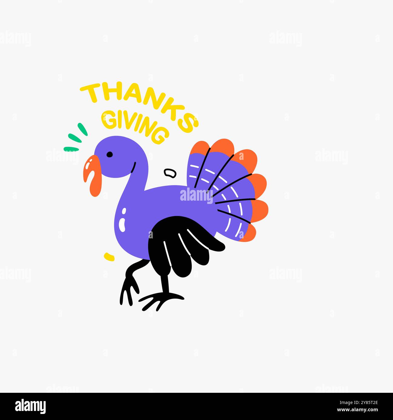 Thanksgiving turkey in flat vector illustration symbolizing holiday ...