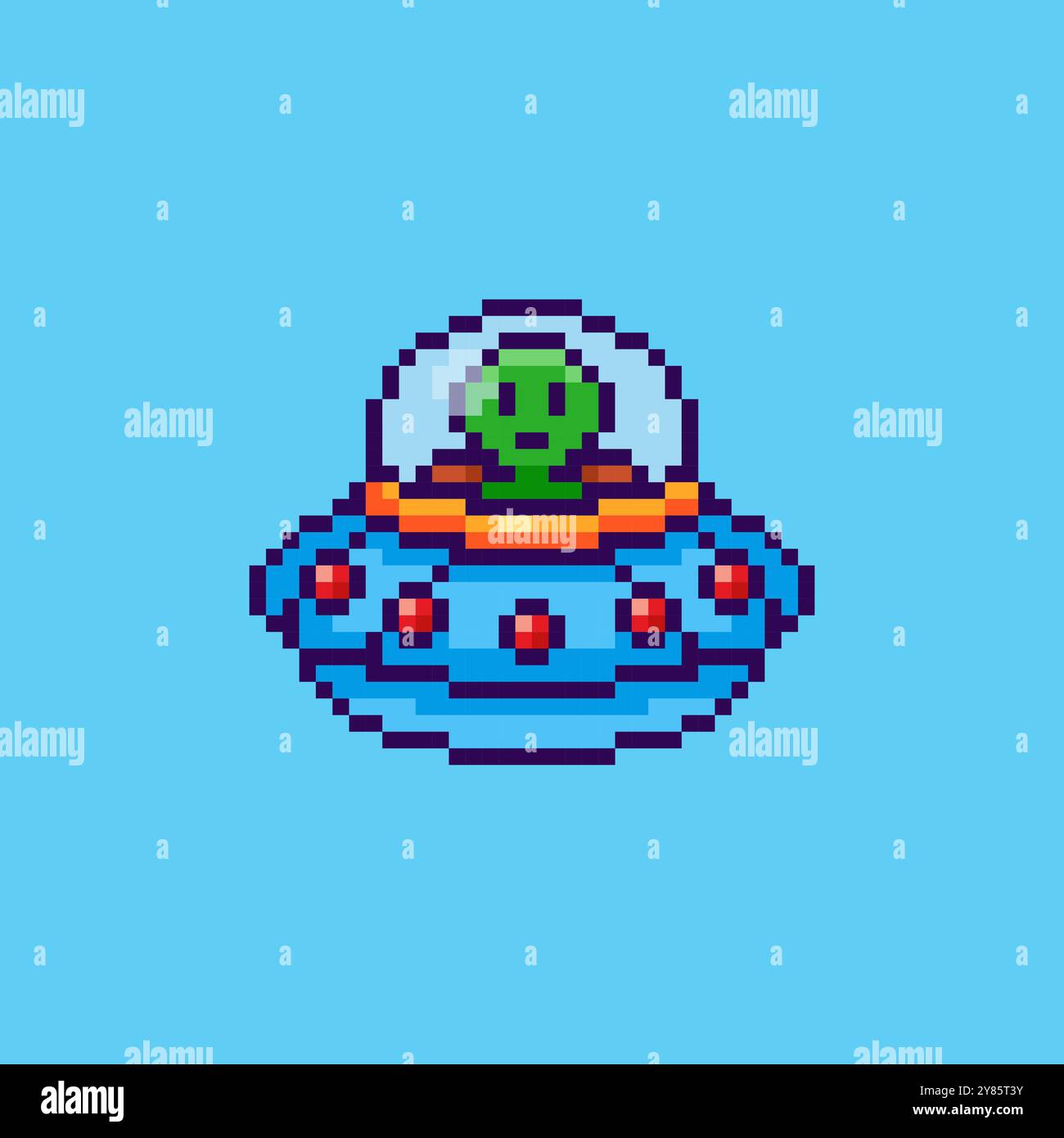 Pixel art Alien in UFO Spaceship game asset design Stock Vector Image ...