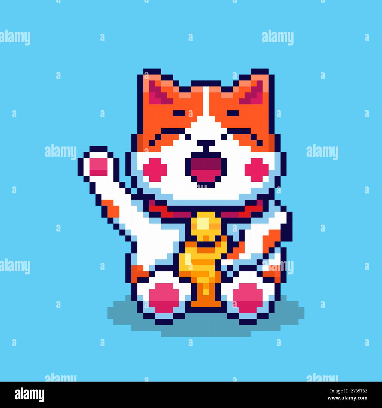 Pixel art Lucky Cat game asset design Stock Vector Image & Art - Alamy