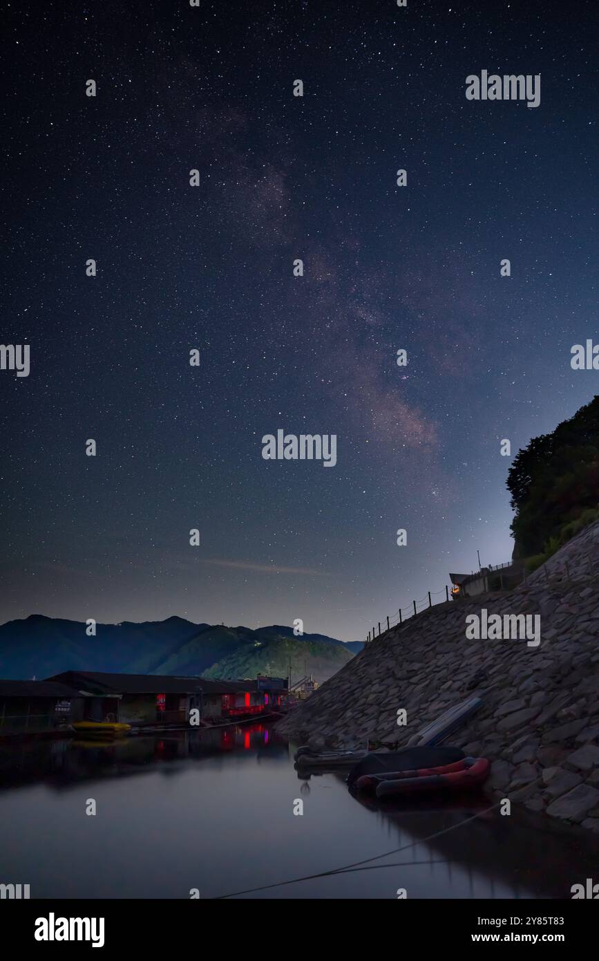 The Milky Way stretches over the Soyang River in Chuncheon on a ...
