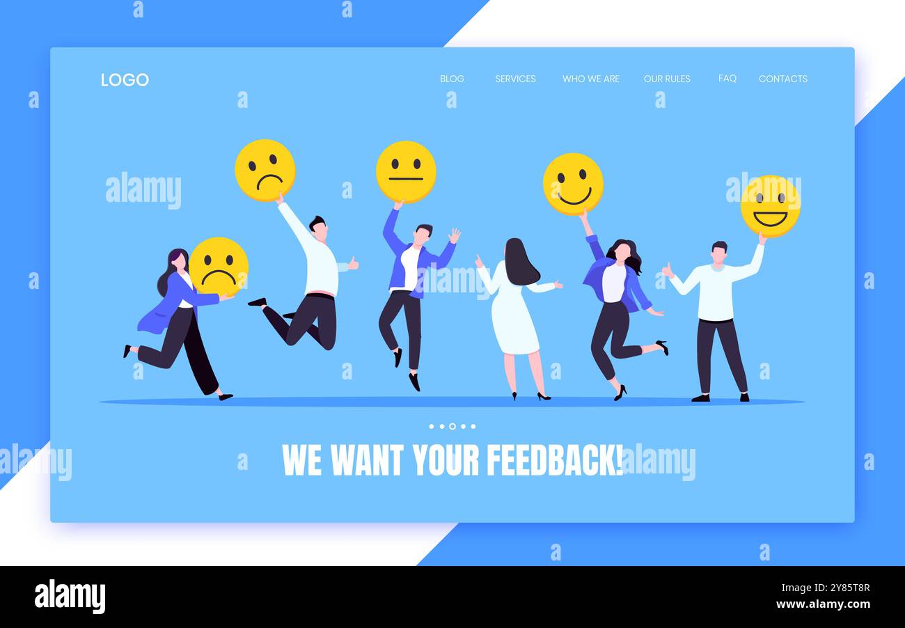 Employee happiness and work attitude feedback business concept flat ...