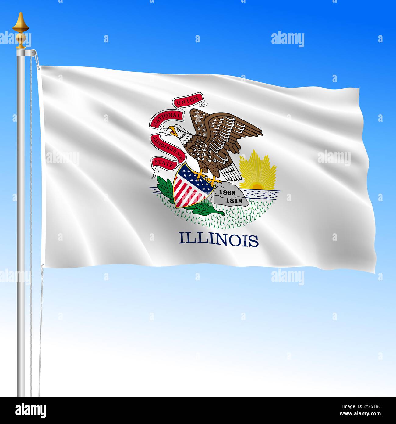 Illinois US federal state waving flag, United States, vector ...