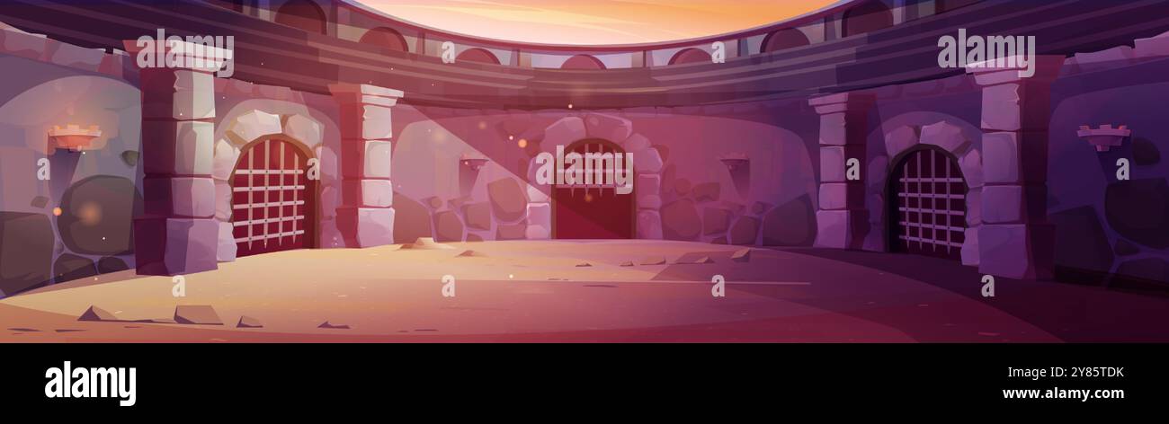 Ancient gladiator arena. Roman coliseum cartoon. Greek amphitheater ...