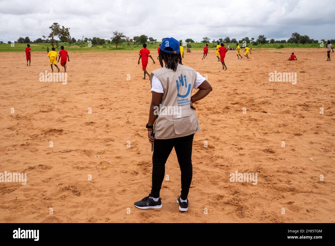 Children playing football at the espace ami d enfant (EAH), a mental ...
