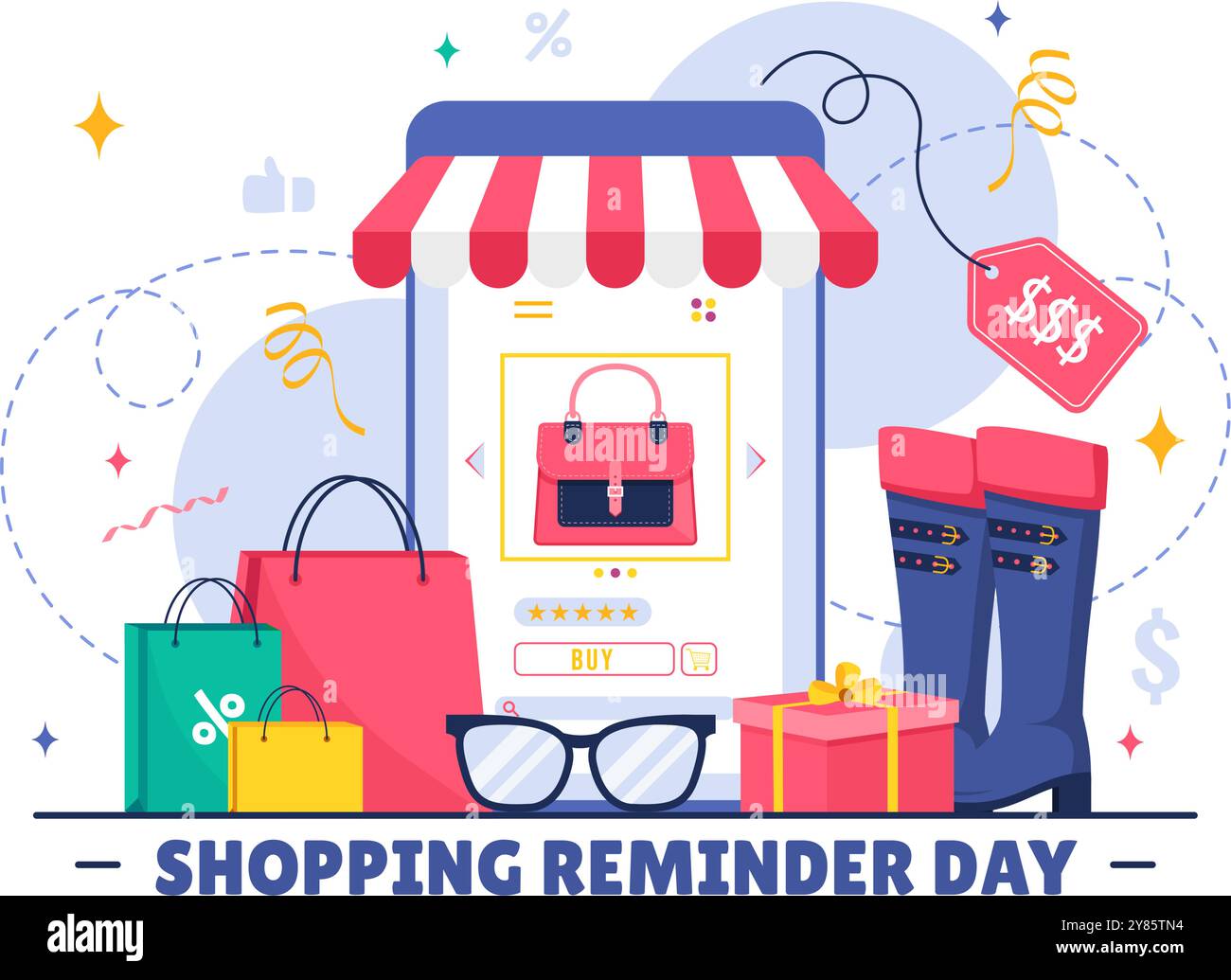 Shopping Reminder Day Vector Illustration for 26th November, featuring ...