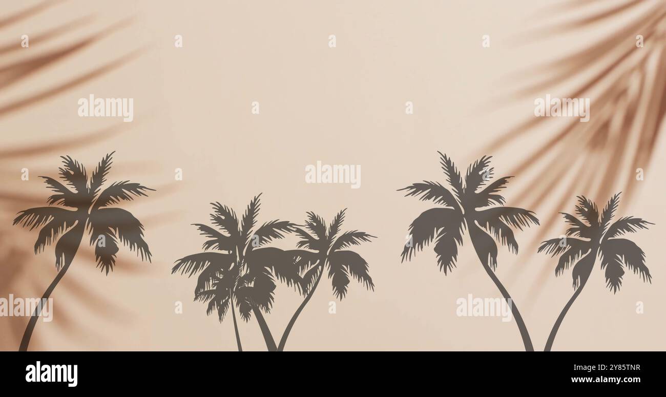 Image of silhouettes of palm trees on beige background Stock Photo - Alamy