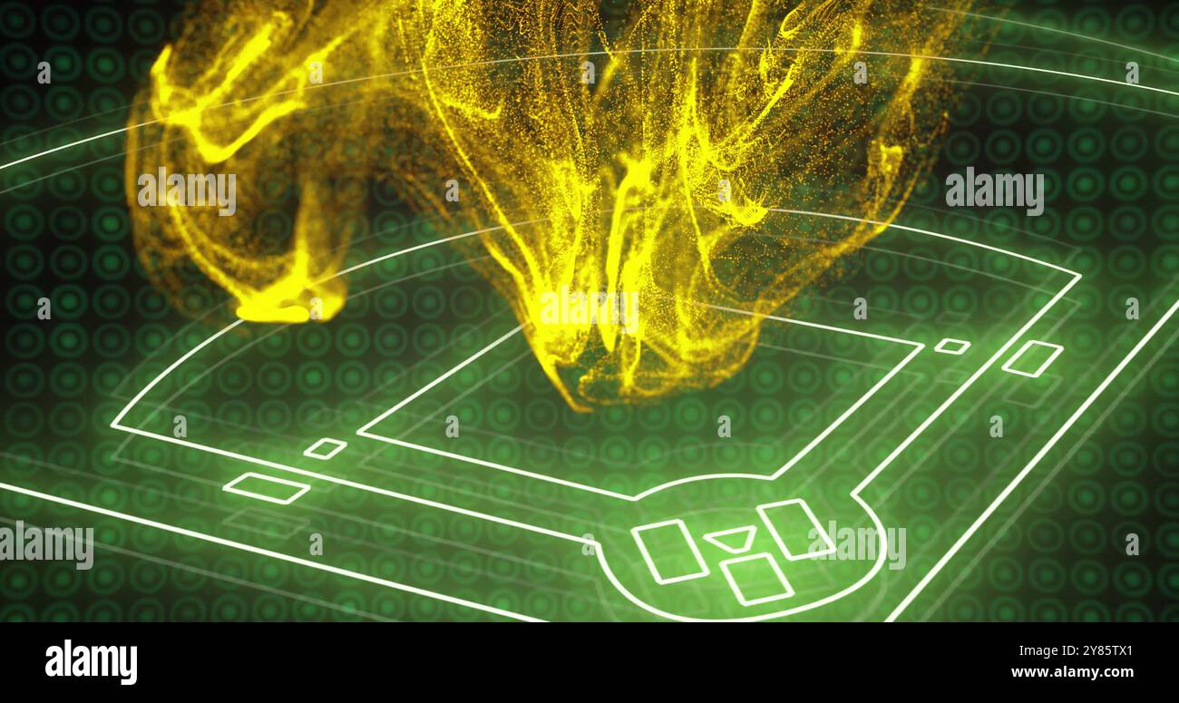 Yellow abstract image over digital baseball field diagram. Sports ...