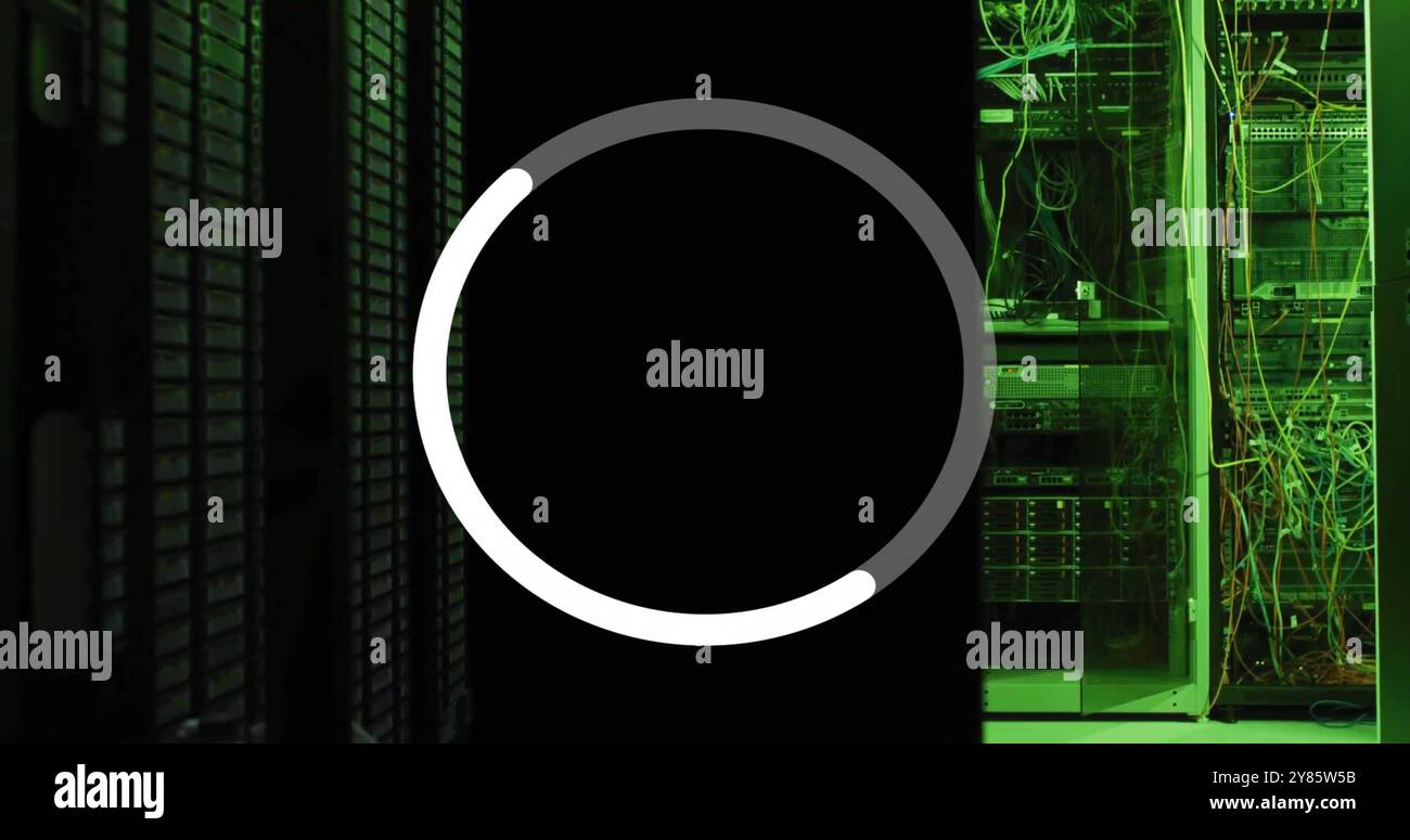 Image of data loading ring processing over server room Stock Photo - Alamy