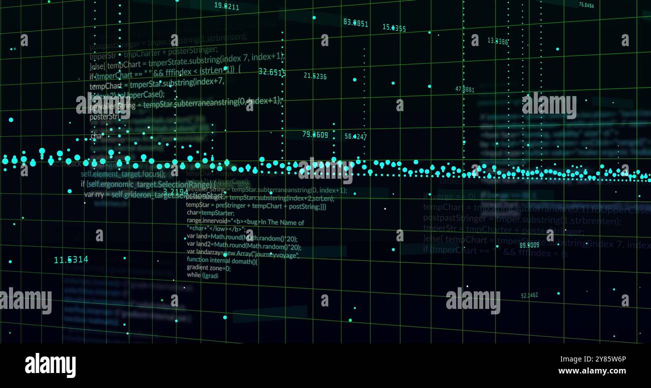 Image of data processing and diagrams over black background Stock Photo ...