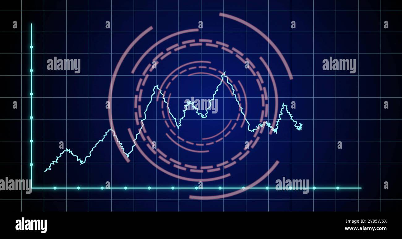 Image of scope scanning and diagrams over blue background. Technology ...