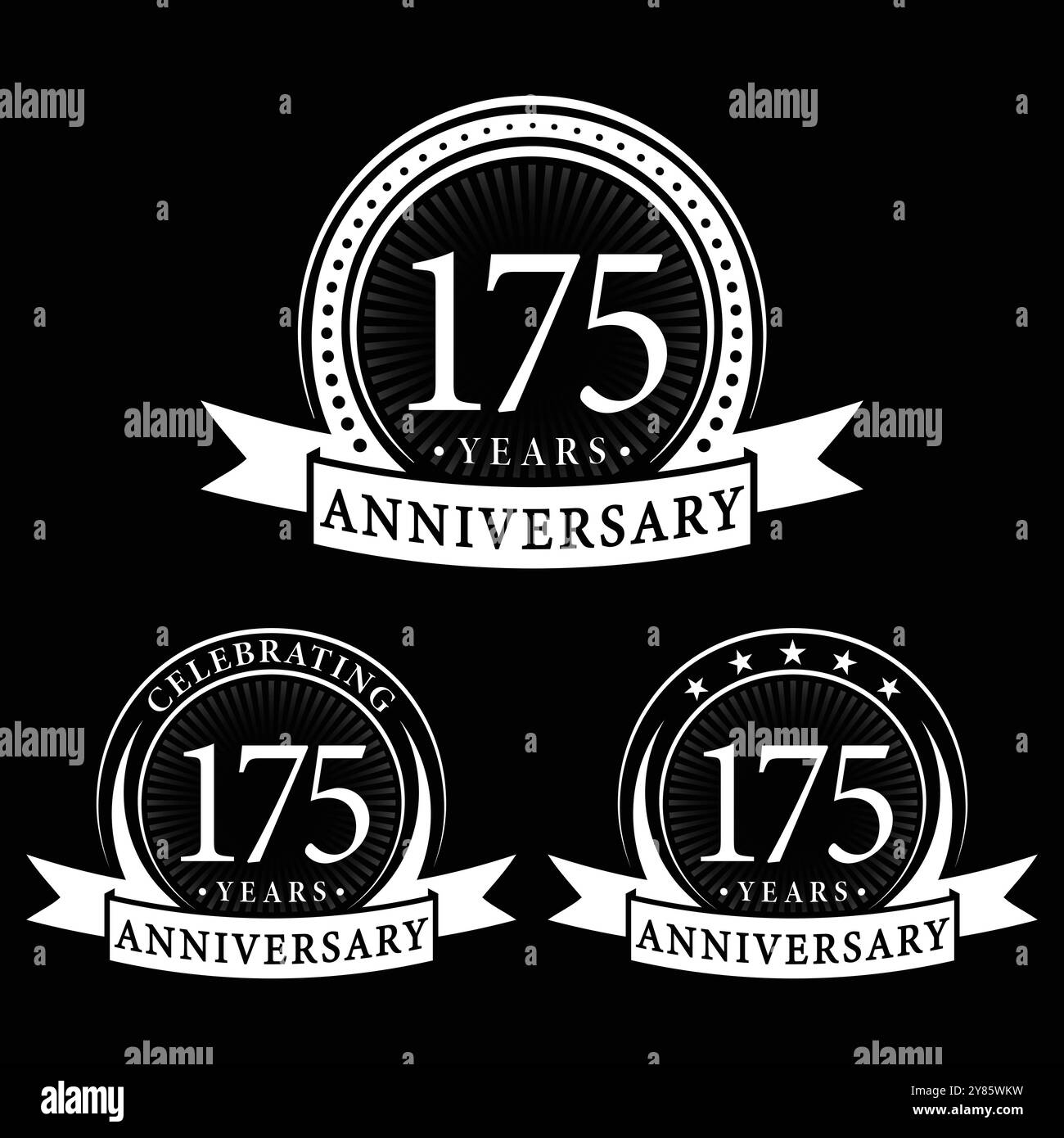 175 years anniversary logo collections. Set of 175th Anniversary logotype template. Vector and ...