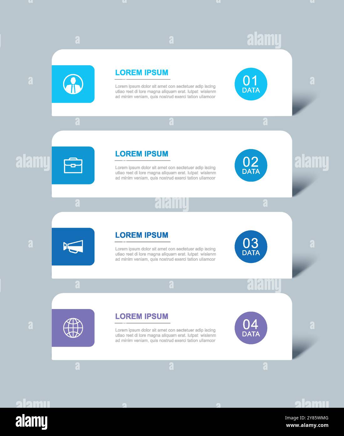 4 data infographics tab paper index template. Illustration business ...