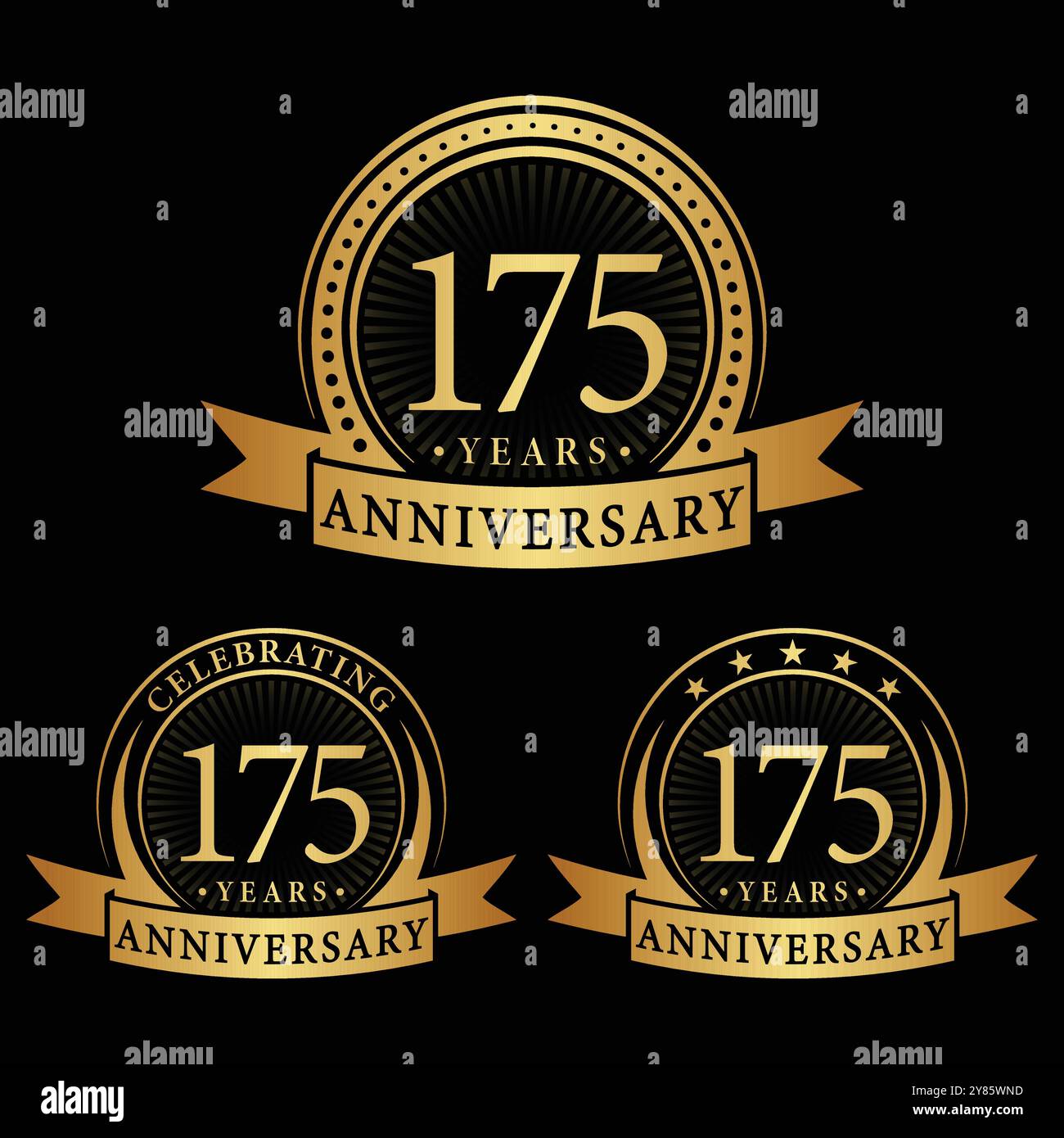 175 years anniversary logo collections. Set of 175th Anniversary logotype template. Vector and ...