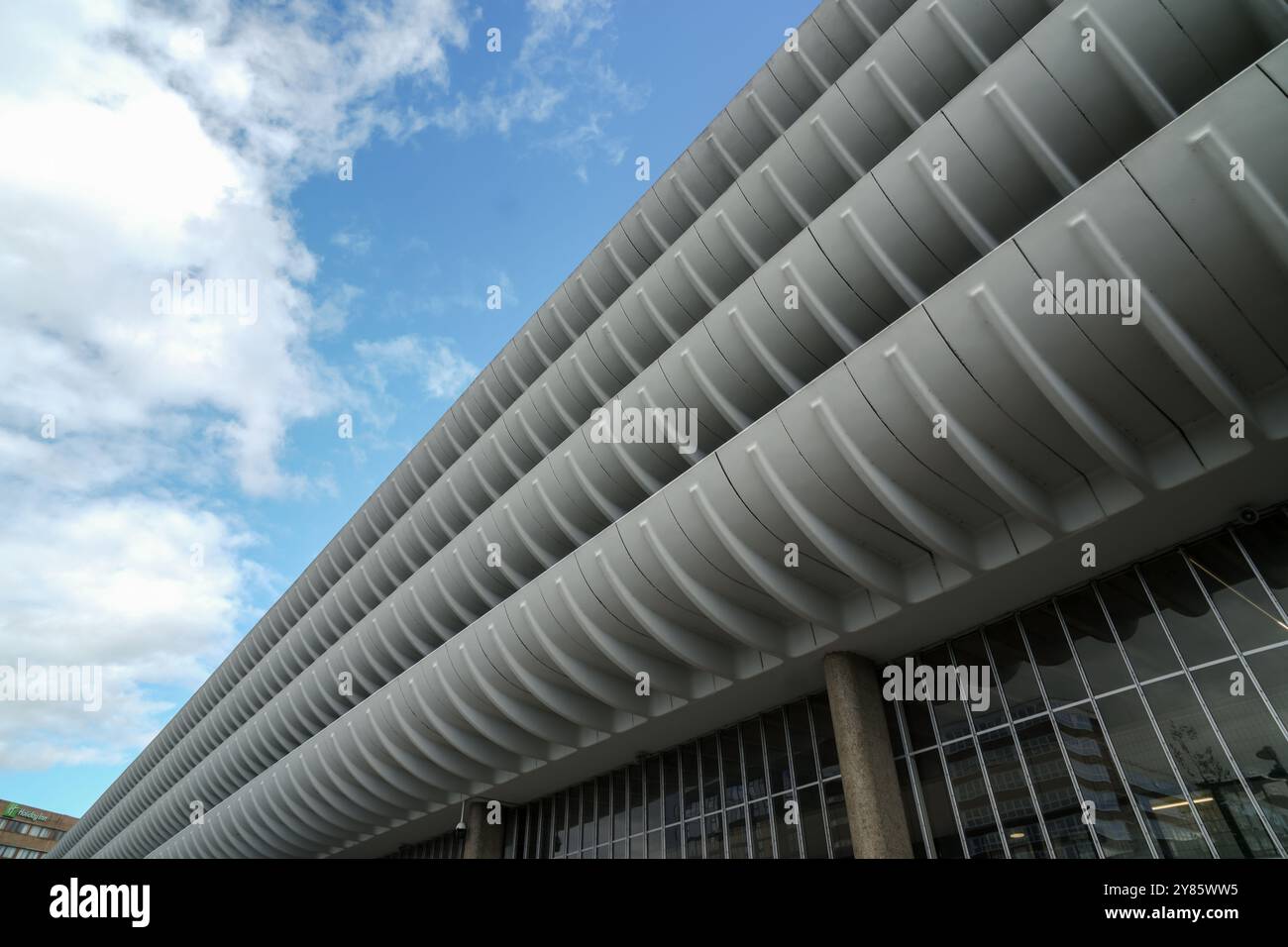 Curved carpark balconies of Preston Bus Station, Lancashire, England ...