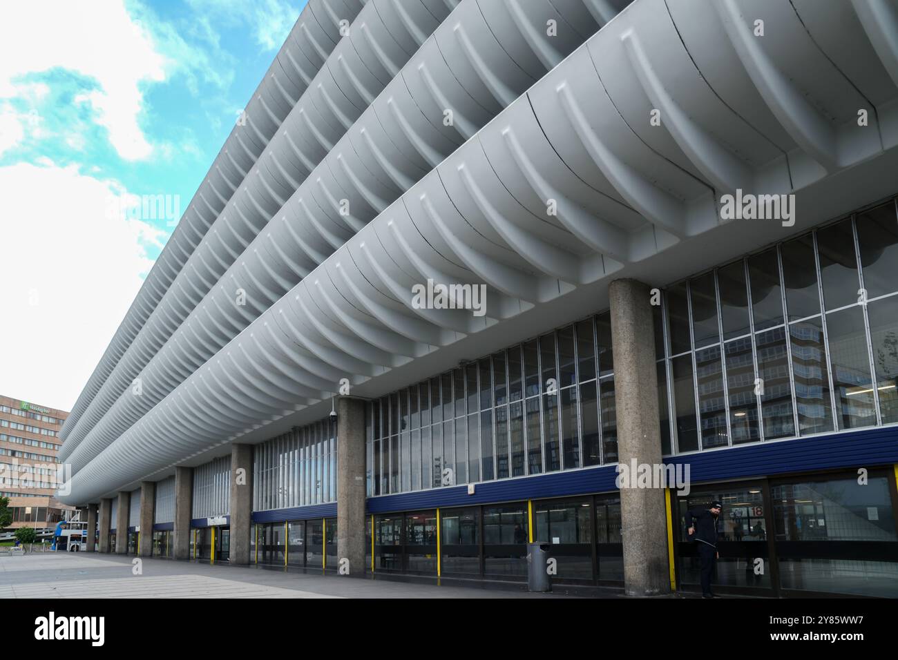 Curved carpark balconies of Preston Bus Station, Lancashire, England ...