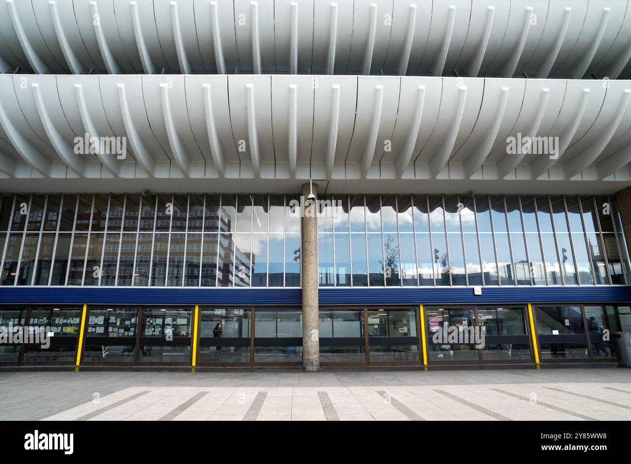 Curved carpark balconies of Preston Bus Station, Lancashire, England ...