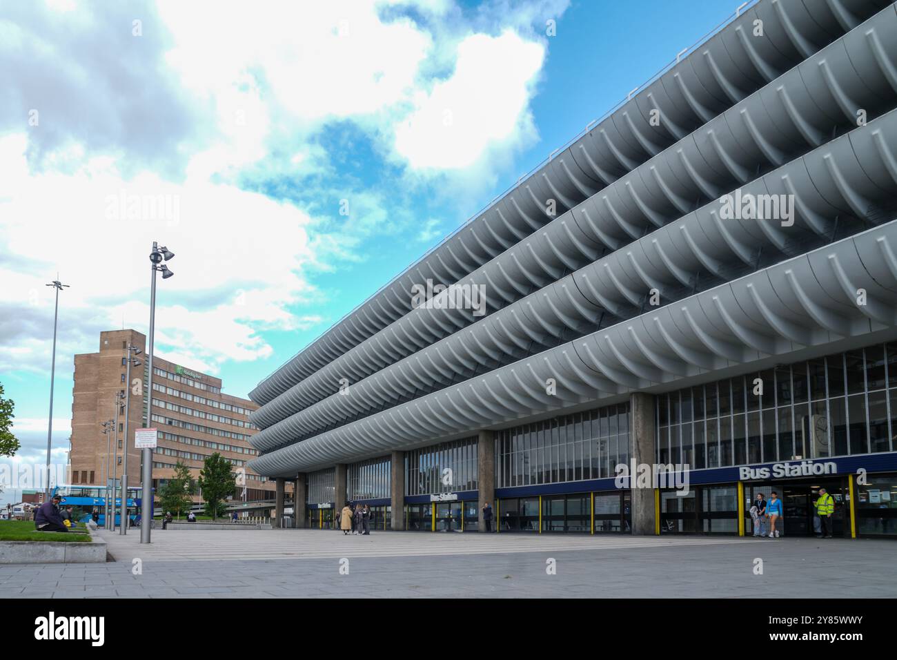 Curved carpark balconies of Preston Bus Station, Lancashire, England ...