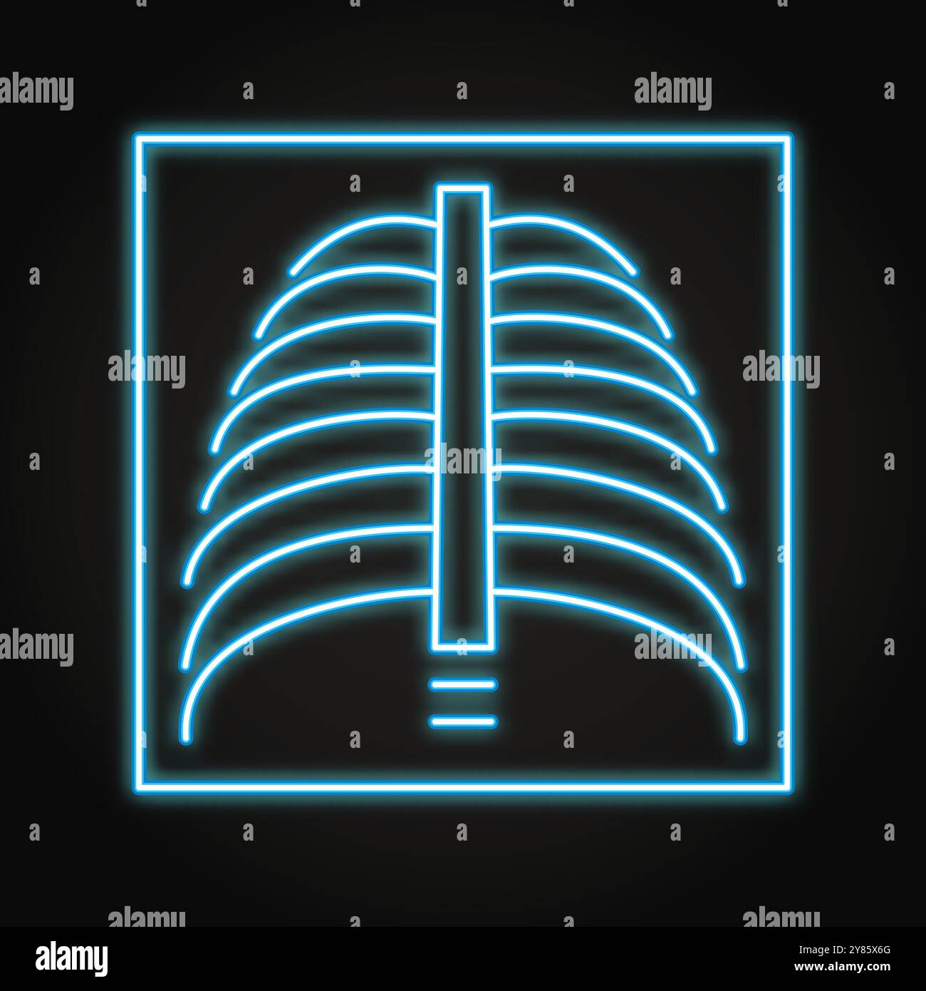 X-ray image neon line icon. X ray picture of human rib cage. Vector ...