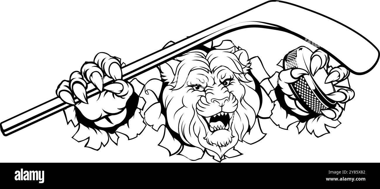 Lion Ice Hockey Team Sports Animal Cartoon Mascot Stock Vector Image ...