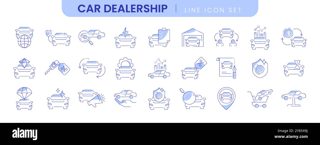Auto sale dealership editable stroke icons. Thin line set of car dealer ...