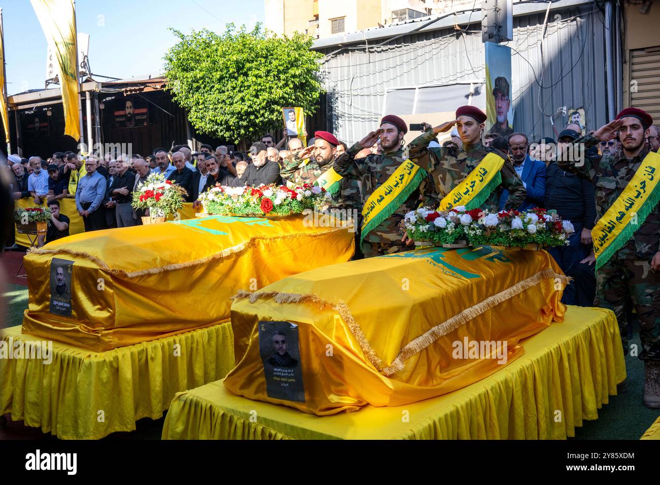 Beirut, Lebanon. 27th Sep, 2024. Funeral organized by Hezbollah for ...