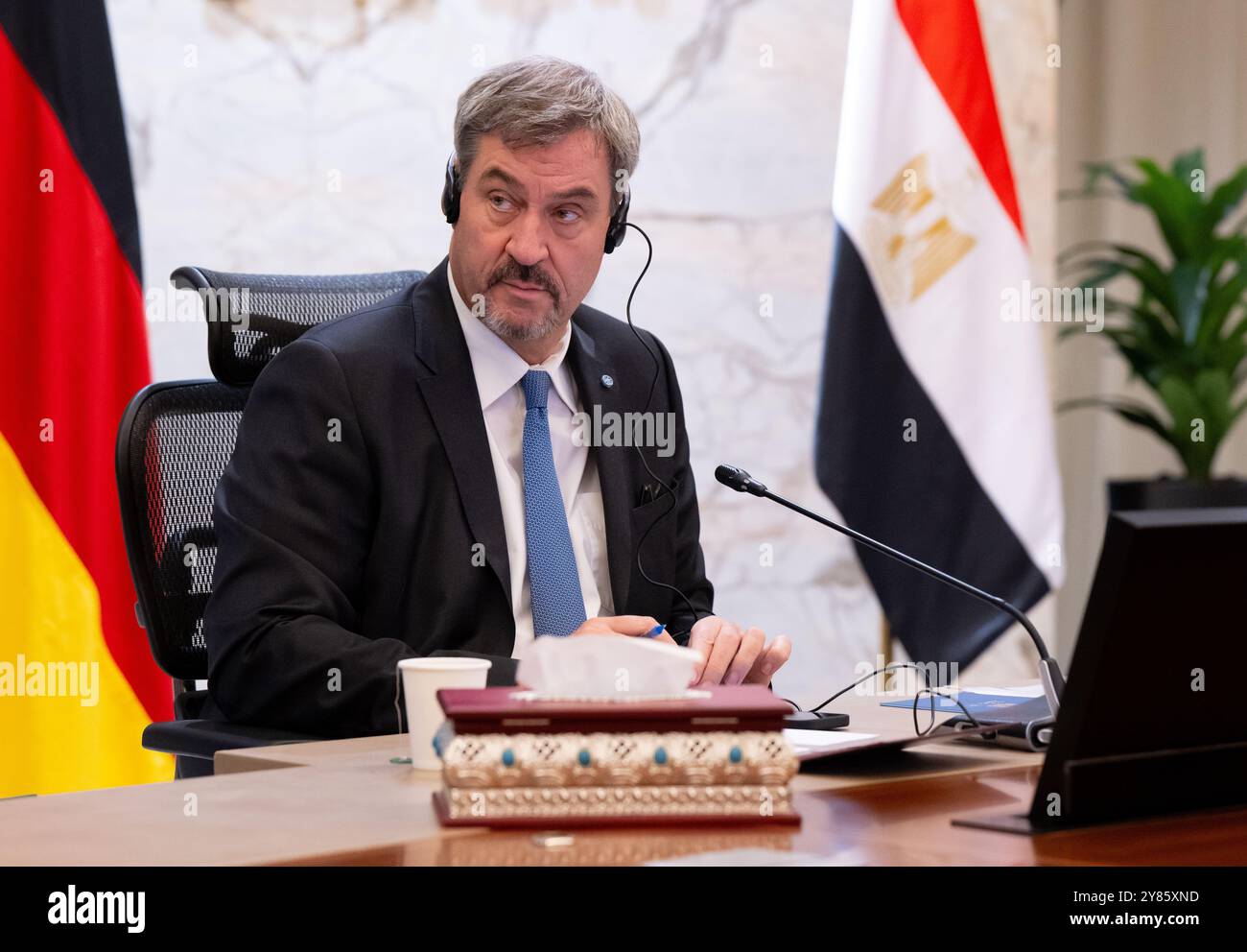 03 October 2024, Egypt, Kairo: Markus Söder (CSU), Prime Minister of ...