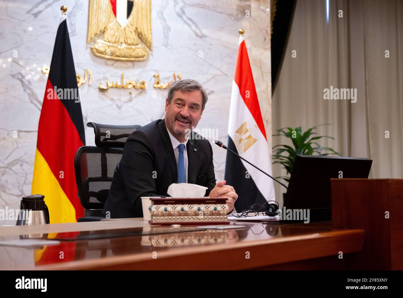 03 October 2024, Egypt, Kairo: Markus Söder (CSU), Prime Minister of ...