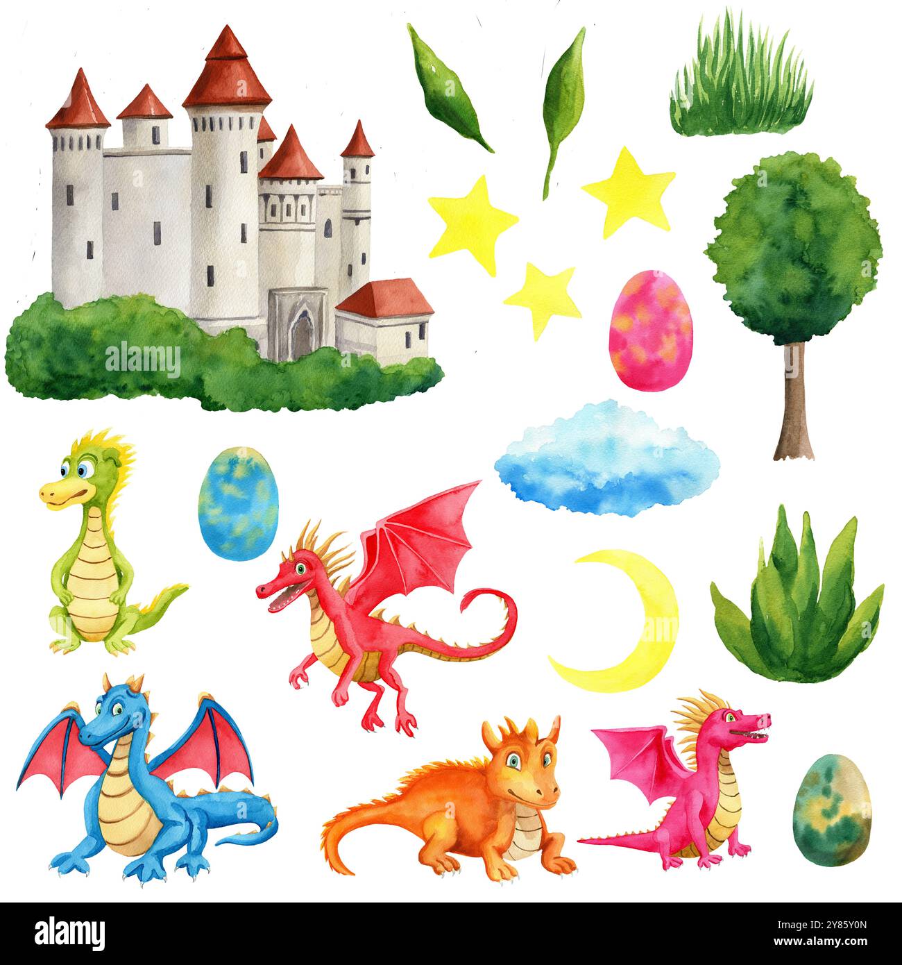 Set of mythical dragons from around the world in different poses ...