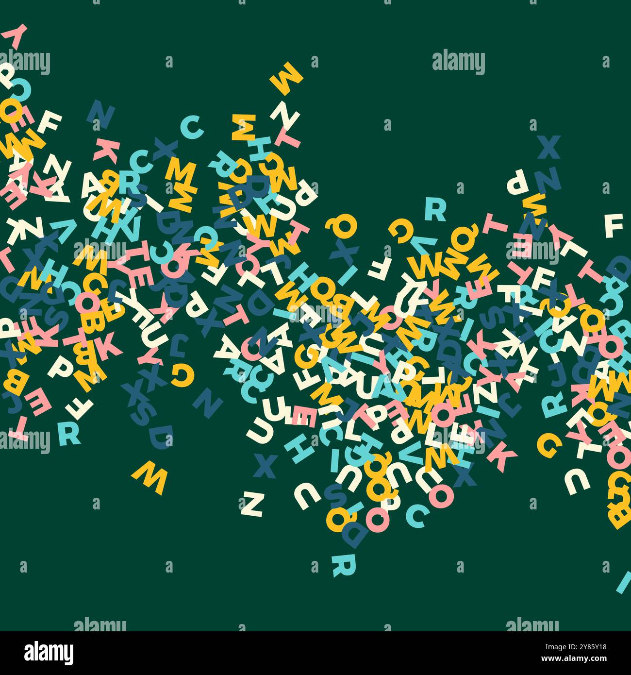 Falling letters of English language. Colorful childish flying ...