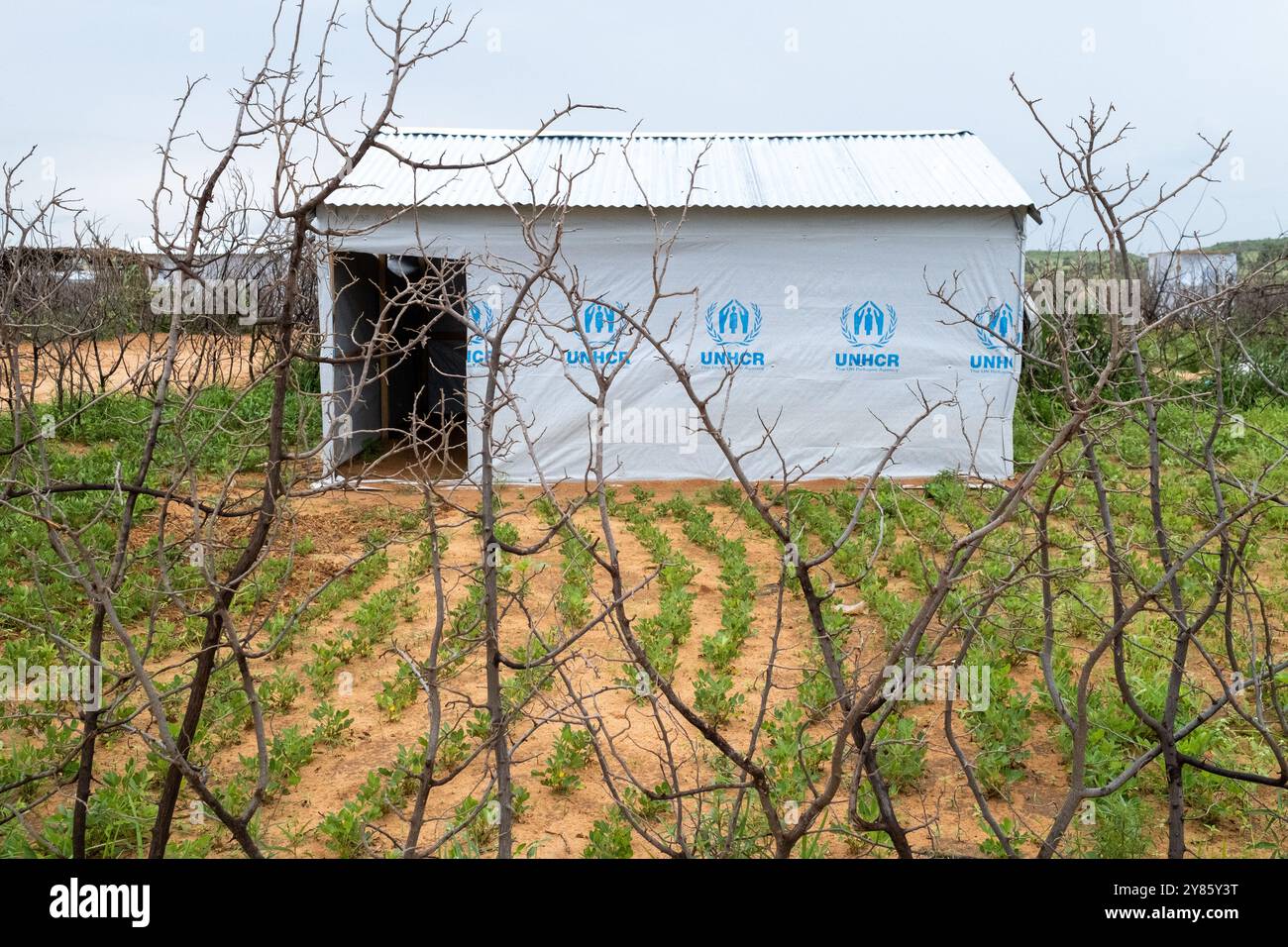 Housing with the logo of the United Nations High Commissioner for ...