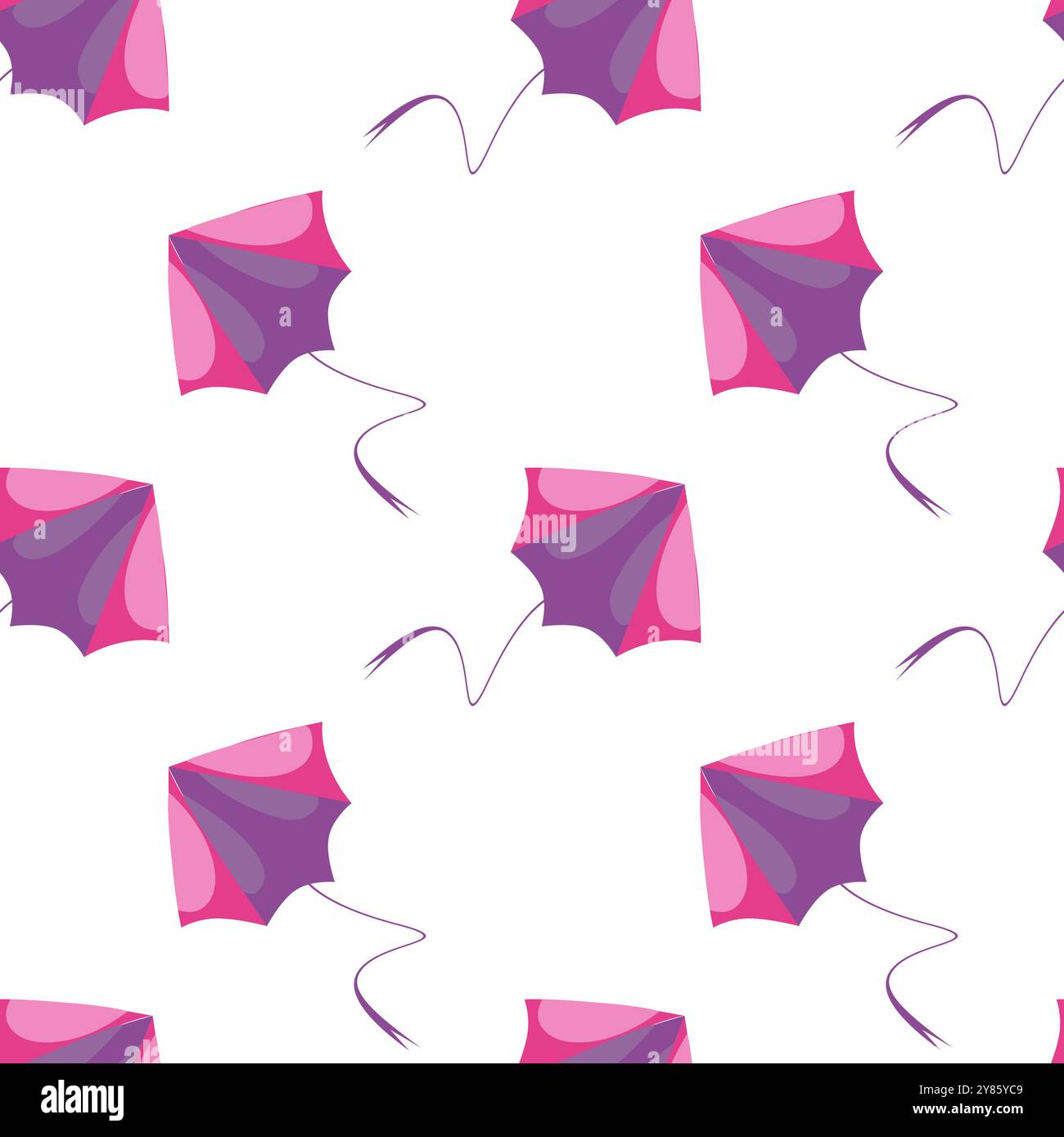 Seamless pattern with violet flying kite, wallpaper with toy for ...