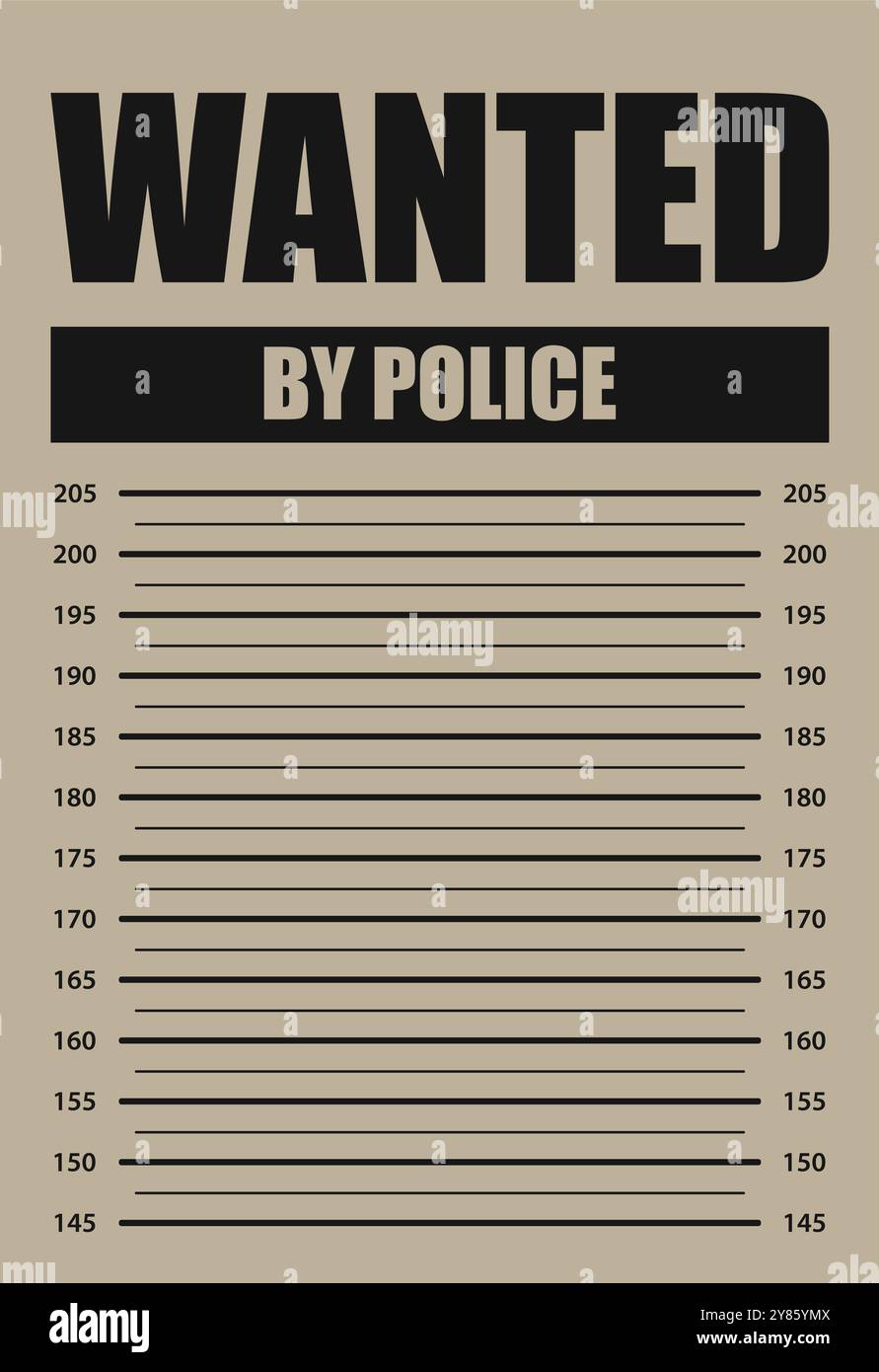 Wanted by police poster with mugshot centimeter scales, template crime ...