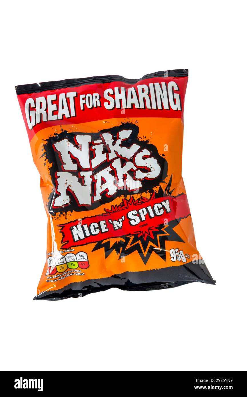 A packet of Nice 'n' Spicy Nik Naks extruded corn snacks Stock Photo ...