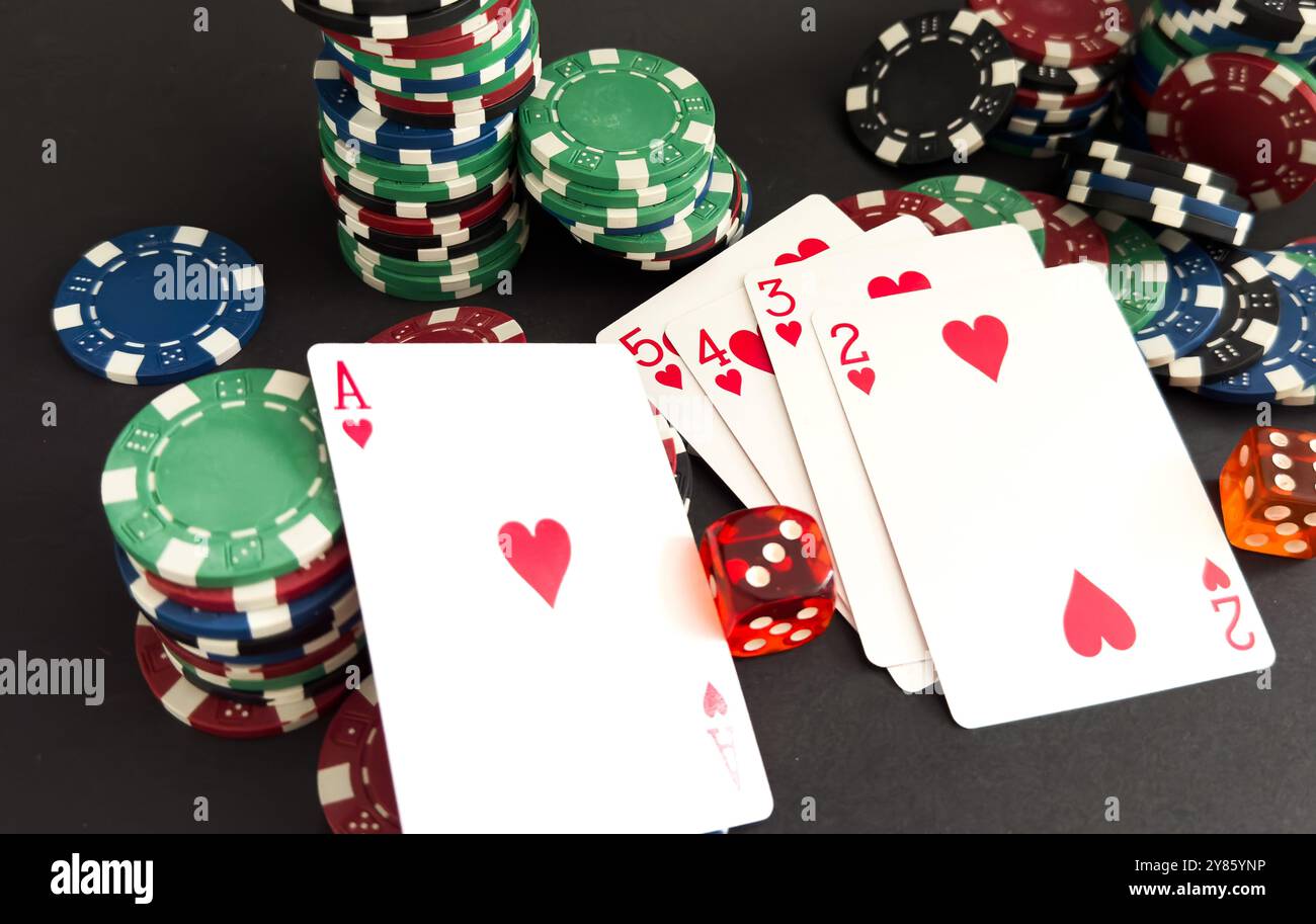 Successful win with three aces playing cards. Poker game Stock Photo ...