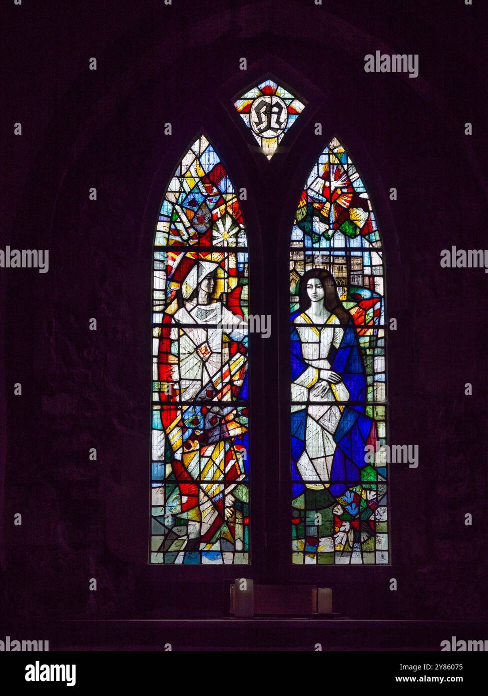 Modern stained glass window in the church of All Saints, Mears Ashby ...