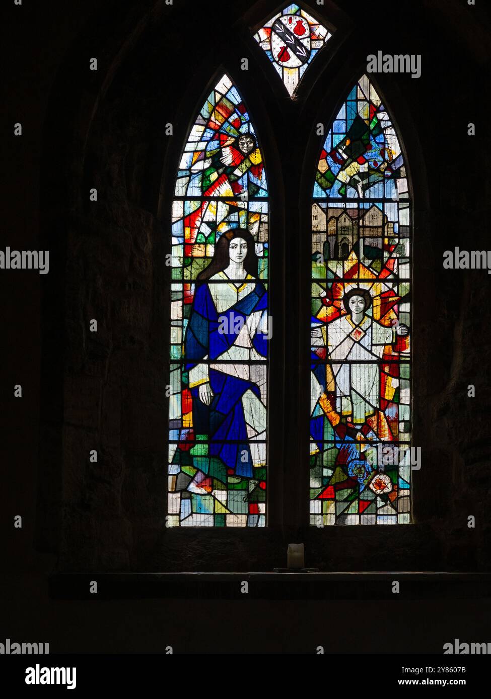 Modern stained glass window in the church of All Saints, Mears Ashby ...