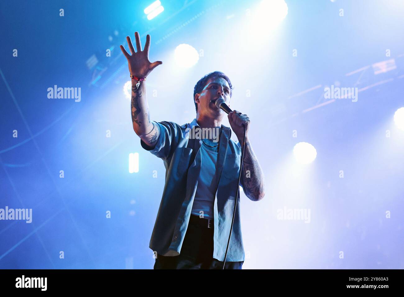 James Cox from the English band Crows at Sziget Festival in Budapest ...