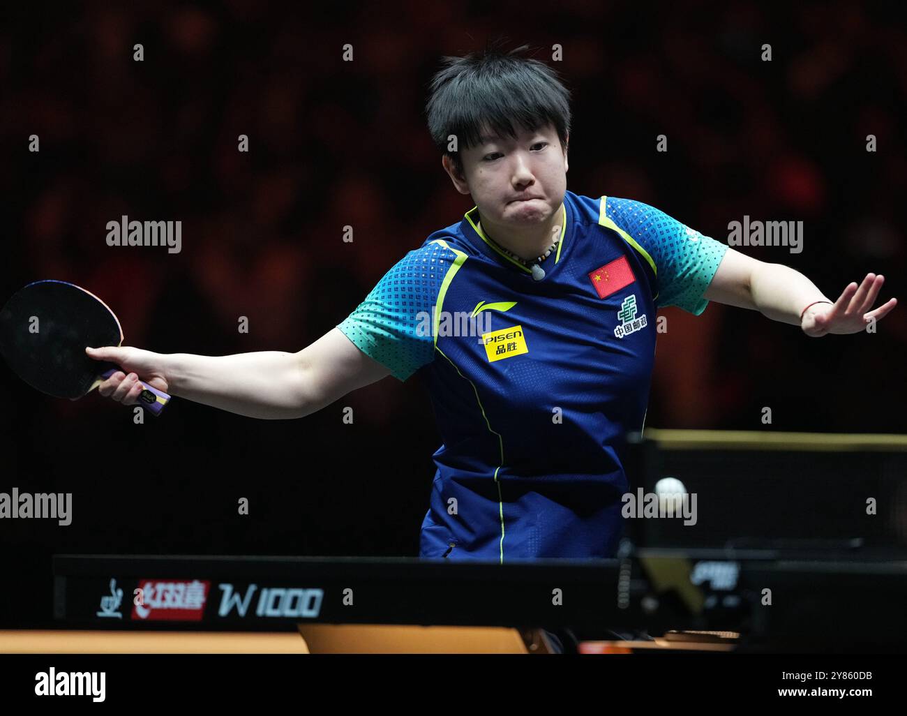 Beijing, China. 3rd Oct, 2024. Sun Yingsha of China hits a return to ...