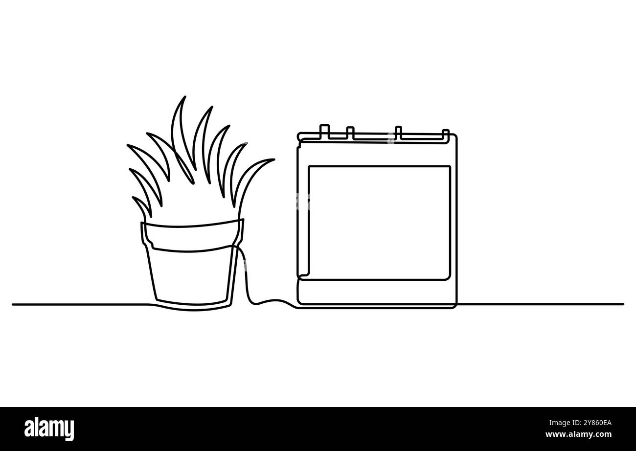 single line art table calendar continuous drawing illustrations and ...