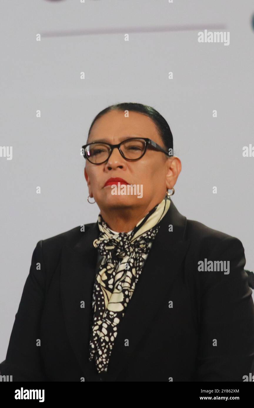 Non Exclusive: Interior Secretary Rosa Icela Rodriguez is seen, during ...