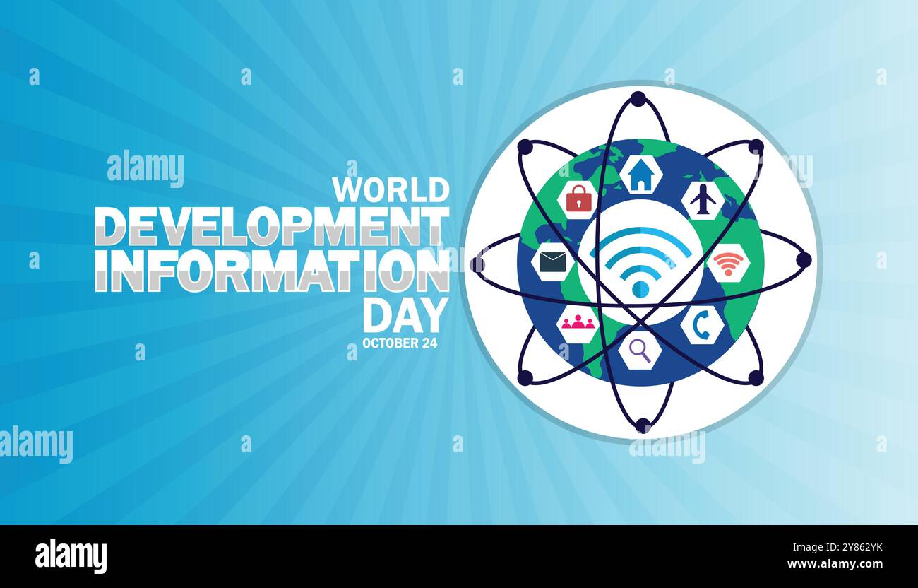 World Development Information Day wallpaper with shapes and typography ...