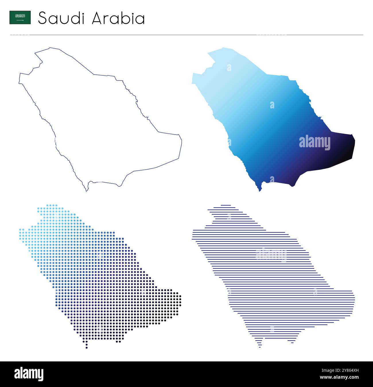 Saudi Arabia - outline, gradient, dotted and lines geometrical country ...