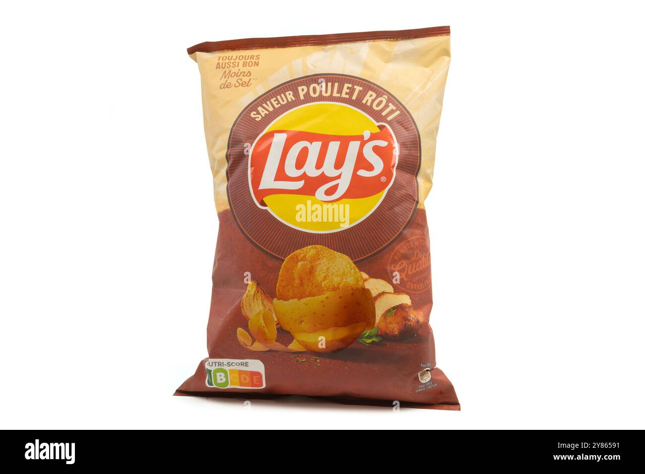packet of Lay's brand roast chicken flavored crisps, isolated on a ...