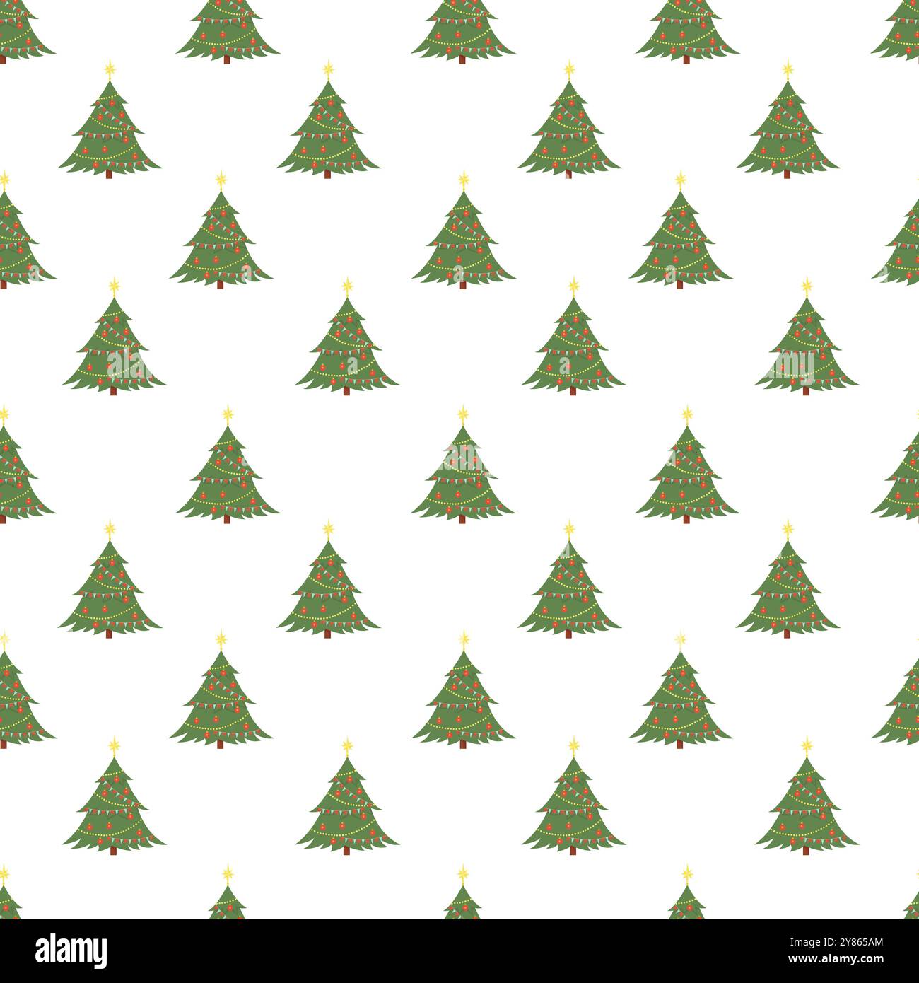 Christmas tree seamless pattern on white background. Simple print for ...