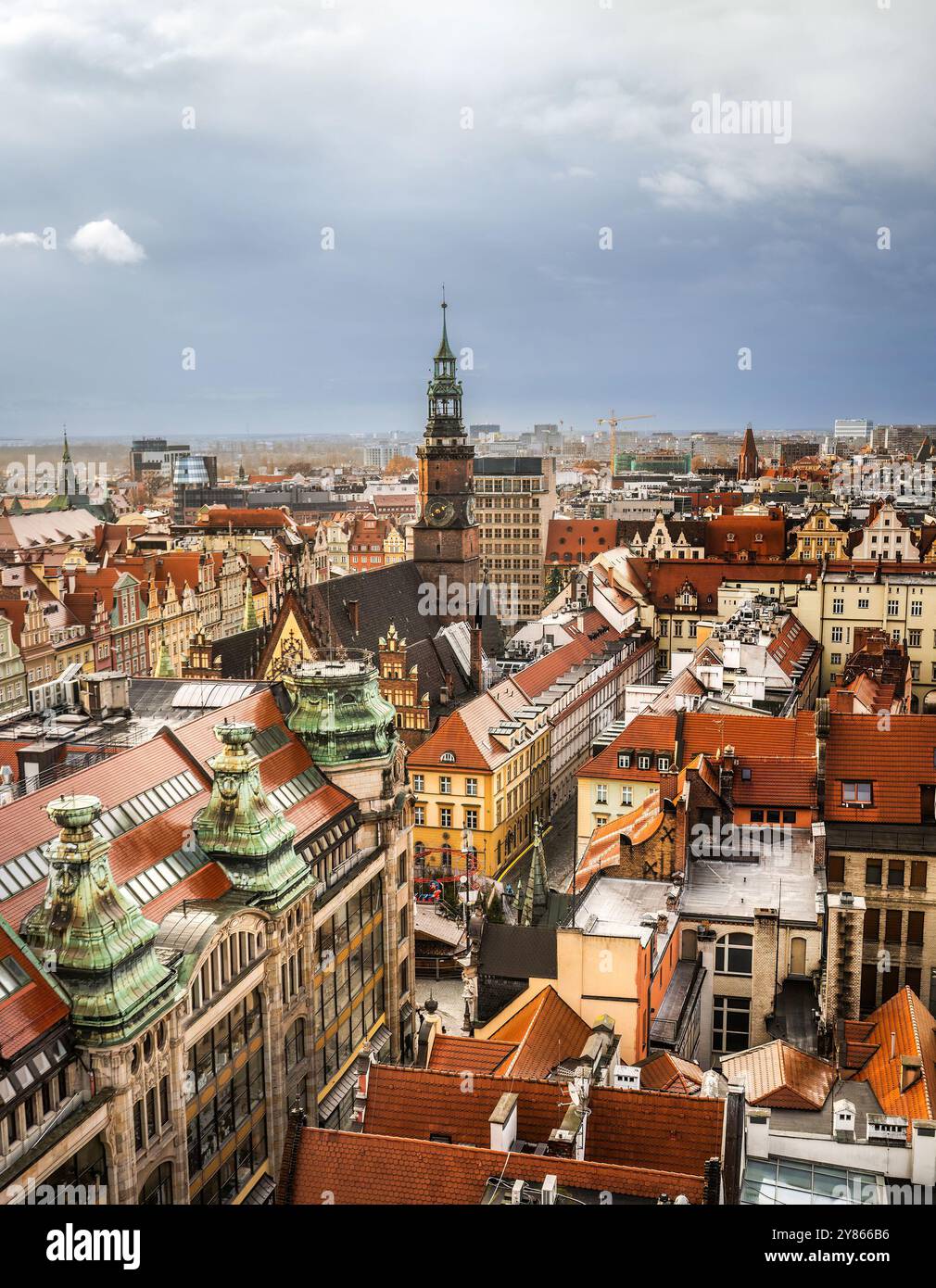 View from above on amazing architecture of Wroclaw city in Poland ...