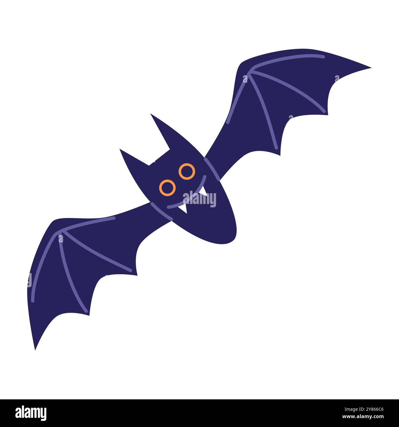Halloween cute bat. Spooky festive element. Vector illustration in flat ...