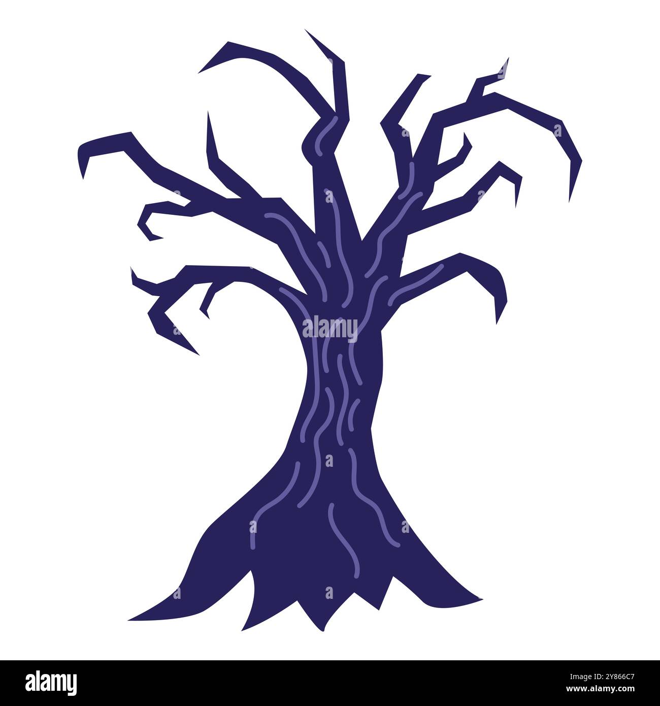 Scary crooked tree. Spooky Halloween festive element. Vector ...