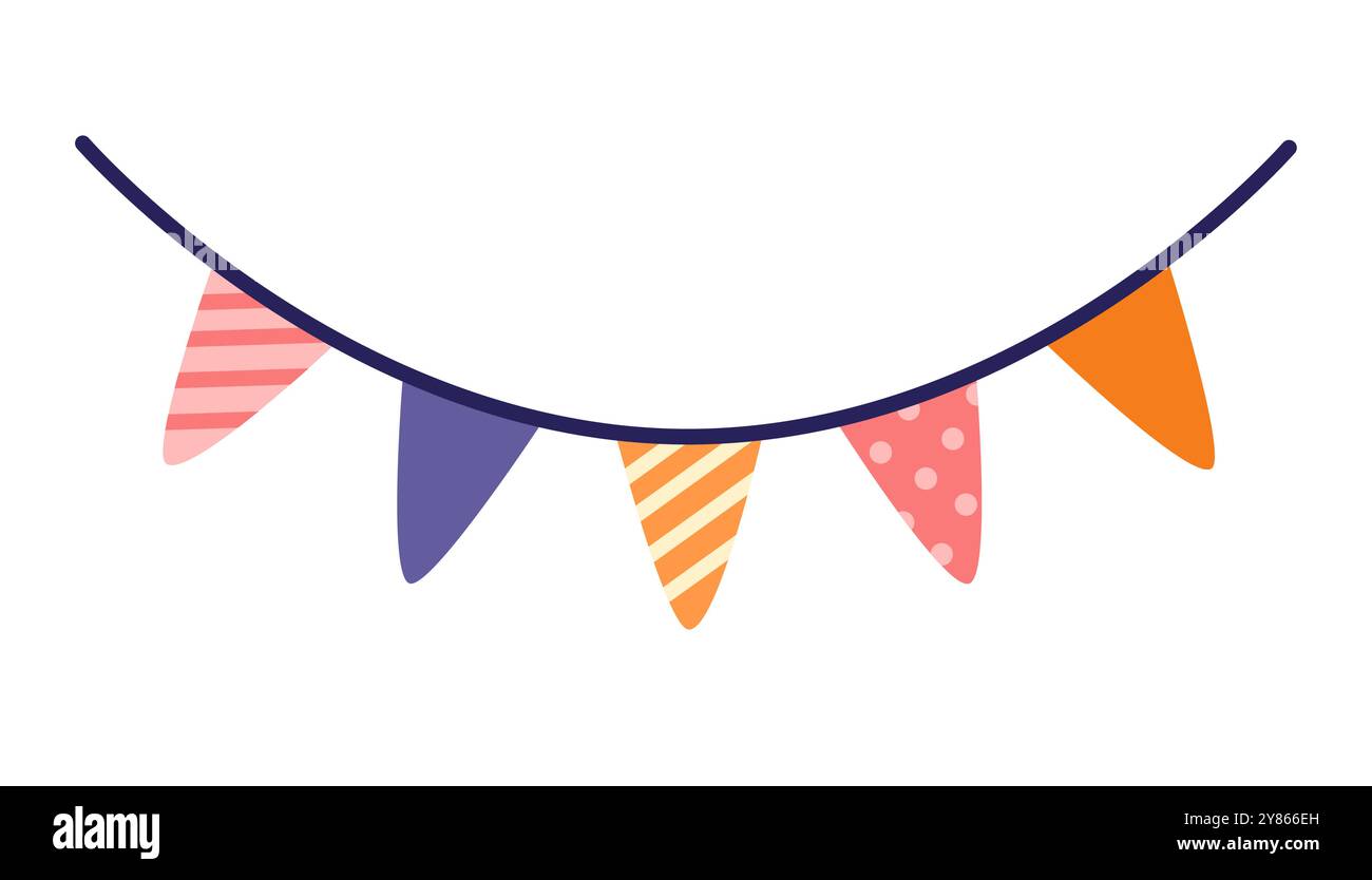 Festive flags garland. Cute element. Vector illustration in flat style ...