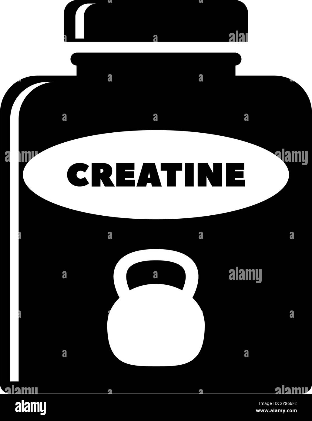 Black icon of a creatine supplement jar with a kettlebell symbol Stock ...
